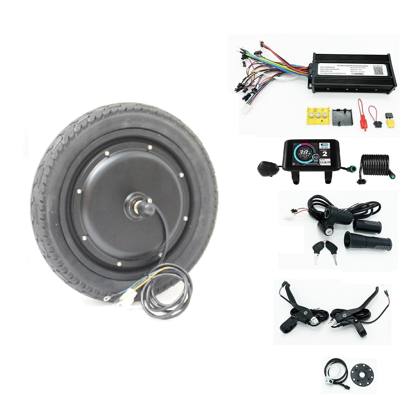 36V 750W 48V 1000W 52V 1200W eBike 14" 16" 18" 20" Integral Front Wheel Conversion Kits